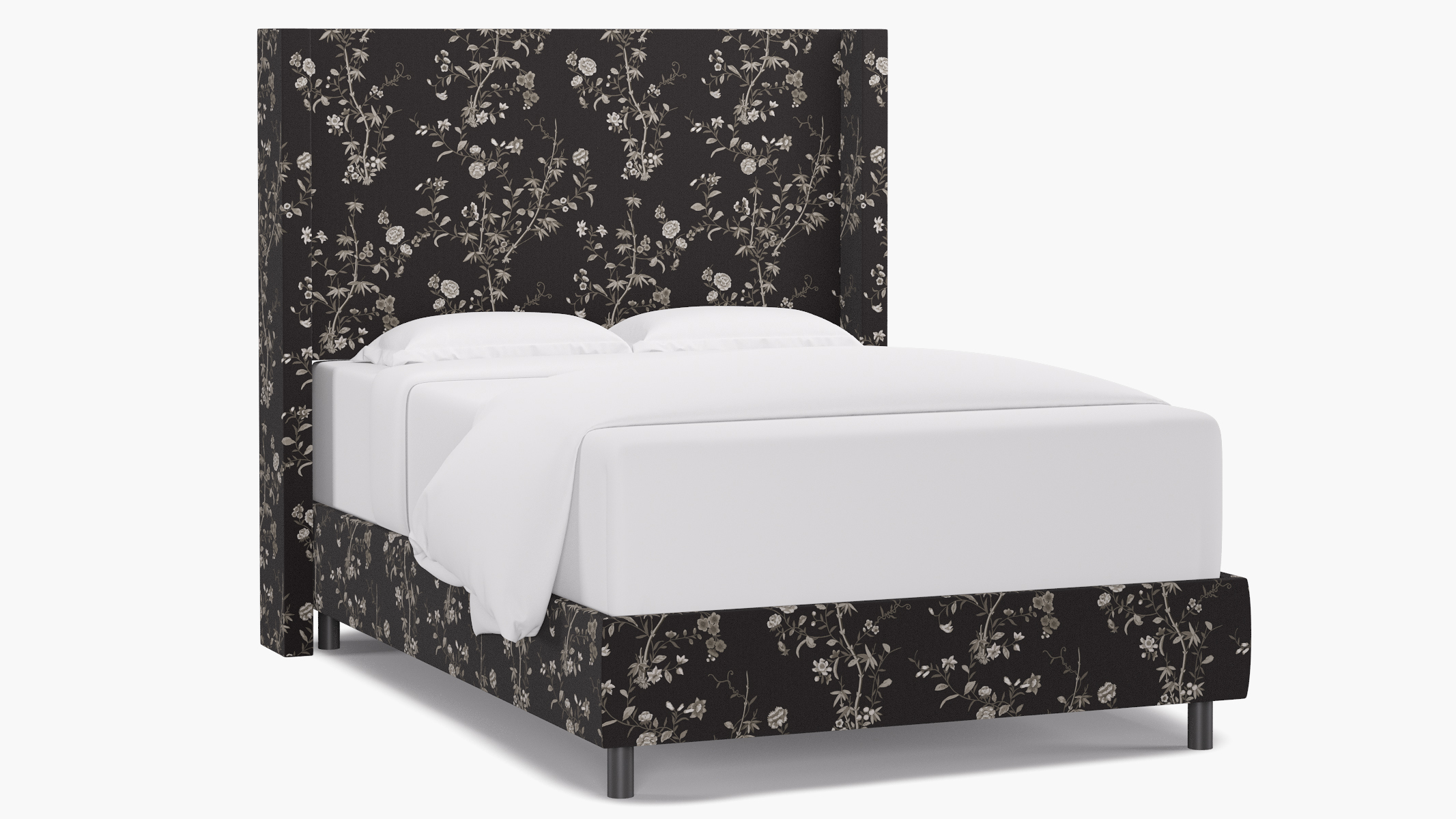 Black Bamboo Garden Upholstered Custom Modern Wingback Bed | Full | The ...