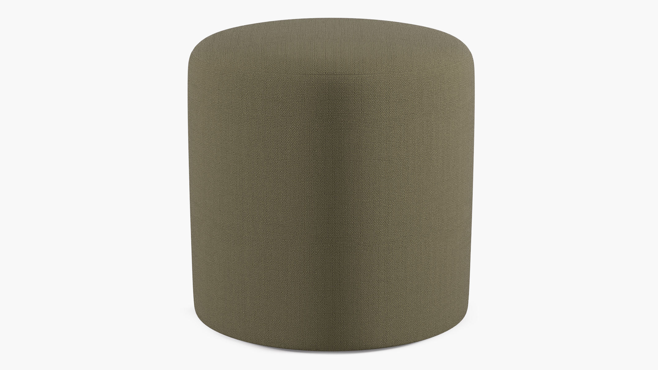 Olive Linen Upholstered Custom Drum Ottoman | The Inside Furniture